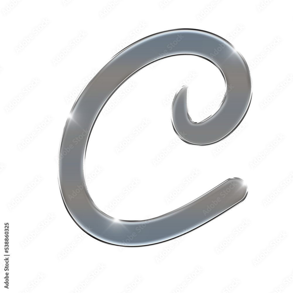 Silver Chrome Sparkles Calligraphy Alphabet Letter C, Cursive C Stock ...