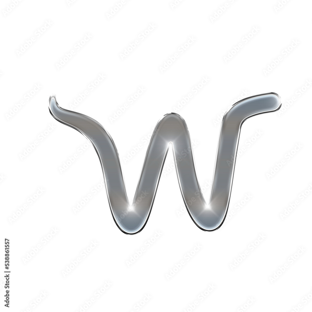 Silver Chrome Sparkles Calligraphy Alphabet Letter W, Cursive W Stock ...
