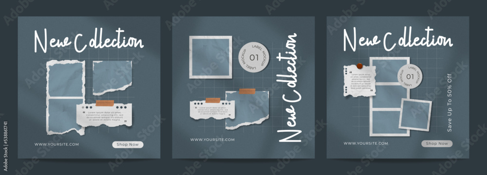Realistic and Simple Photo frame Set Moodboard Mockup. Square Mood ...