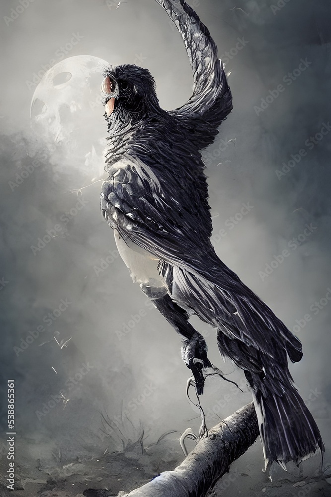 Surrealist style AI painting of winged alien like angels in fight, very ...