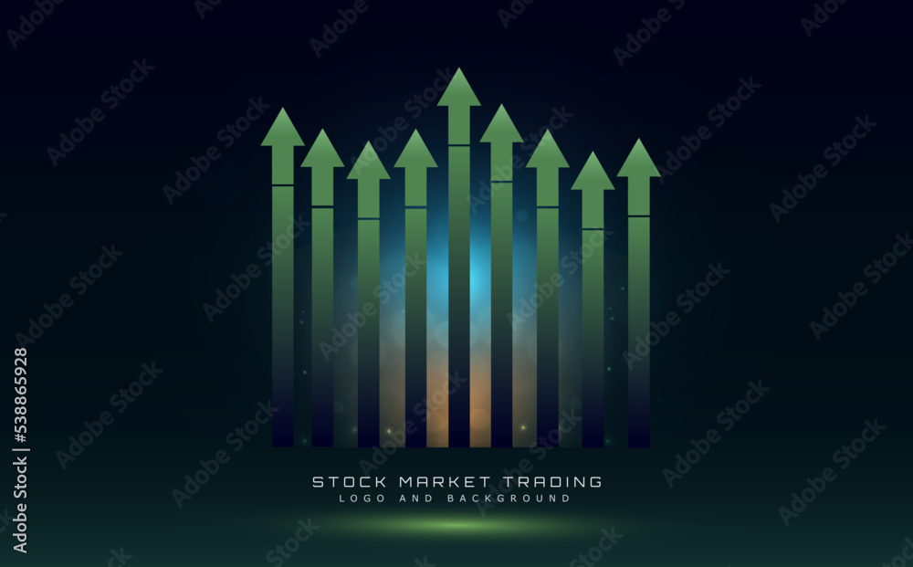 Stock market chart logo on a colourful cloud background. Forex trading ...