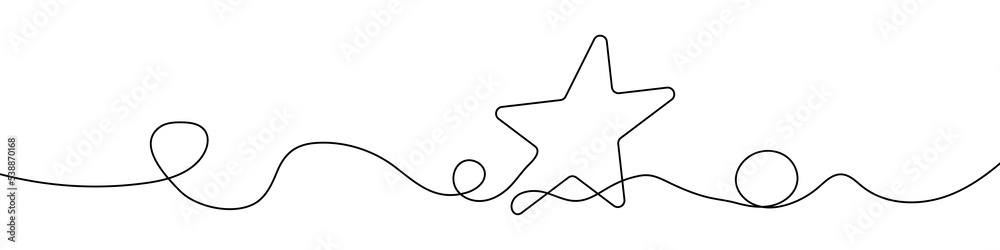 Continuous line drawing of star. One line drawing background. Vector ...