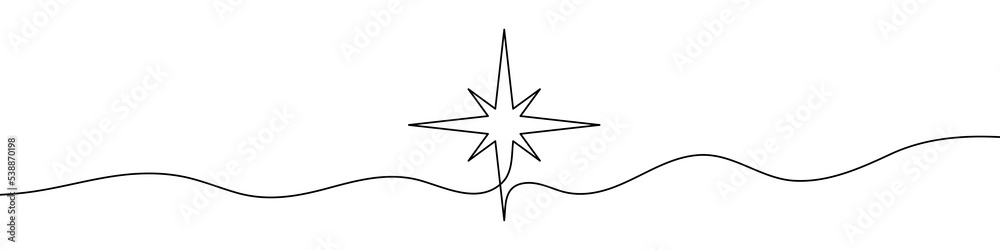 Continuous line drawing of star. One line drawing background. Vector ...
