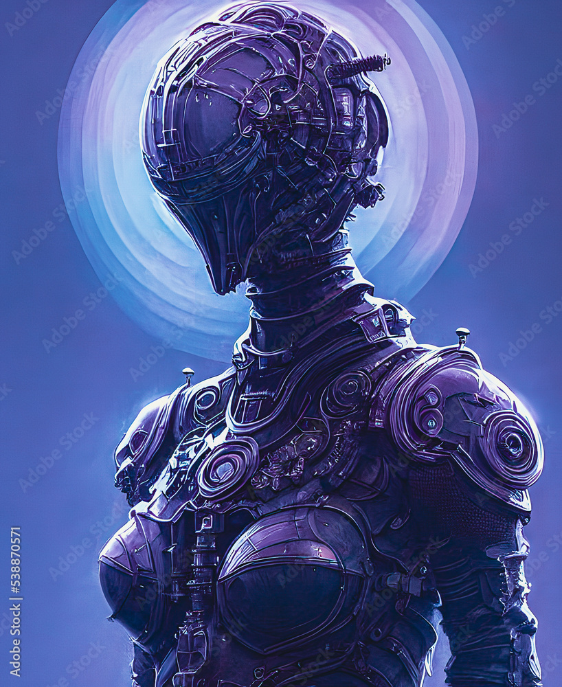 Artistic concept painting of a cyborg portrait, background illustration ...