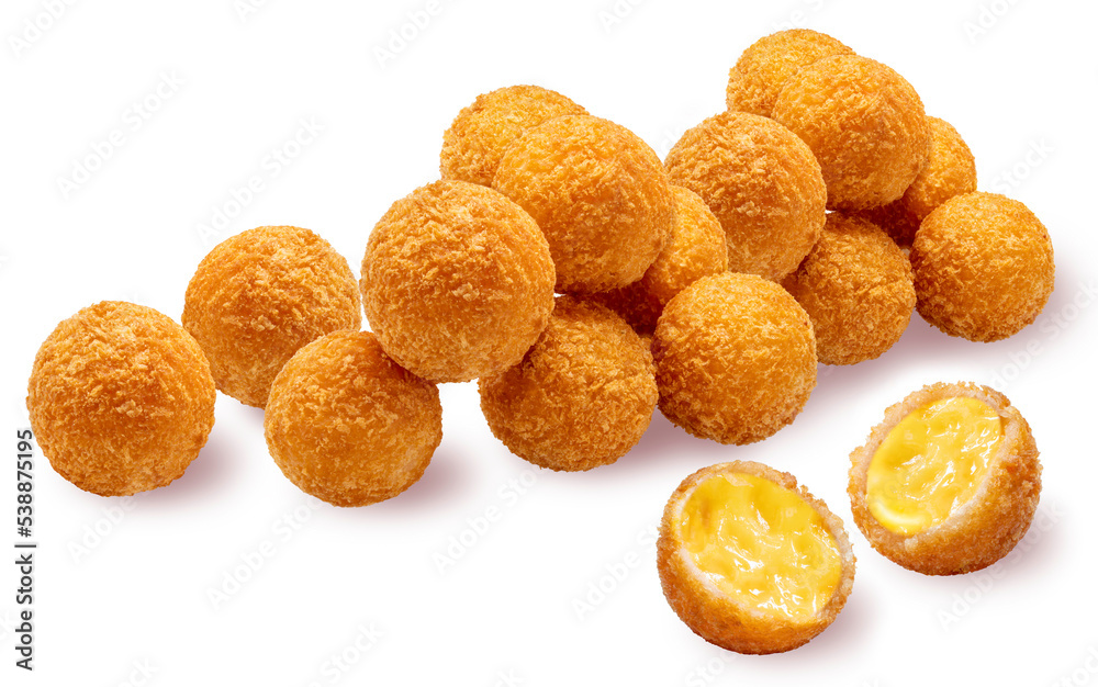 Crispy Cheese ball isolated on white background, Cheese ball or cheesy ...