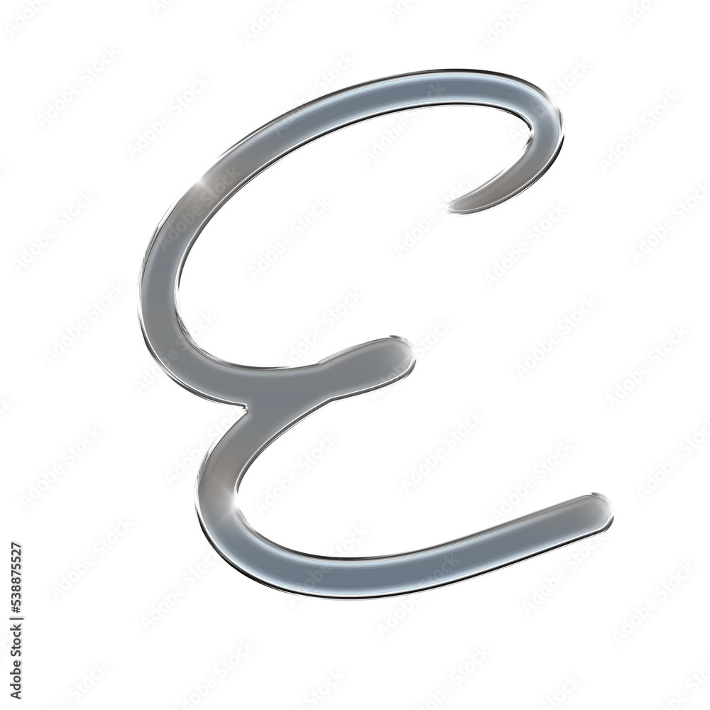 Silver Chrome Sparkles Calligraphy Alphabet Letter E, Cursive E Stock ...