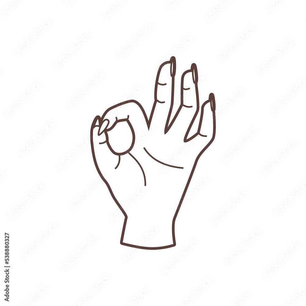 Ok hand gesture. Vector linear illustration. Stock Vector | Adobe Stock