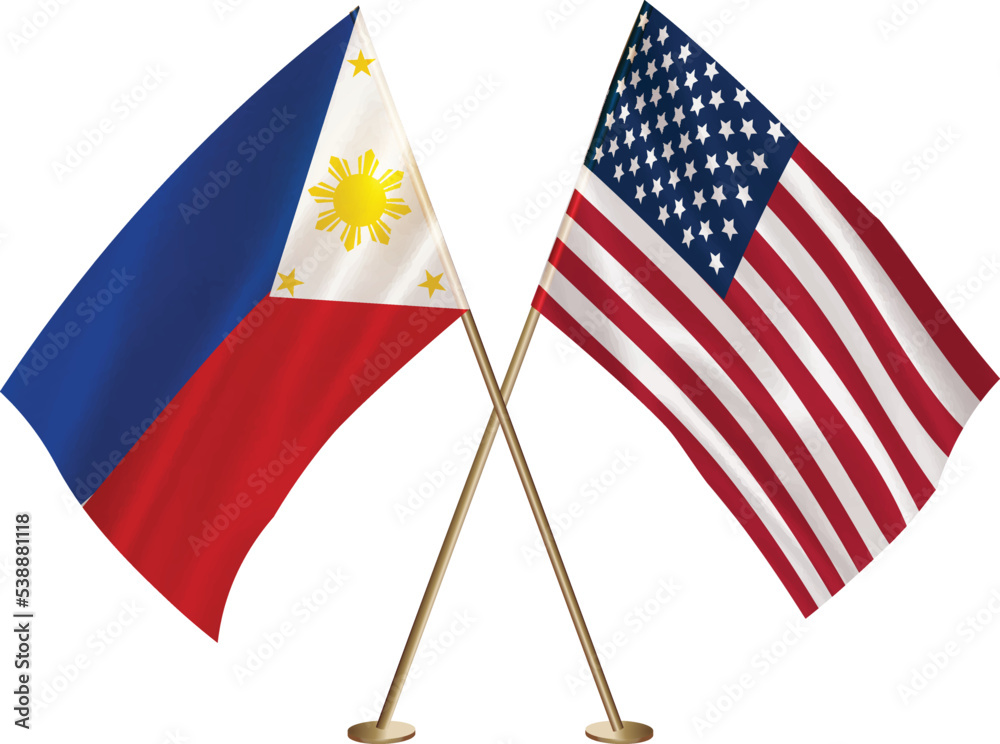Philippines,US flag together.American,Philippines waving flag together ...