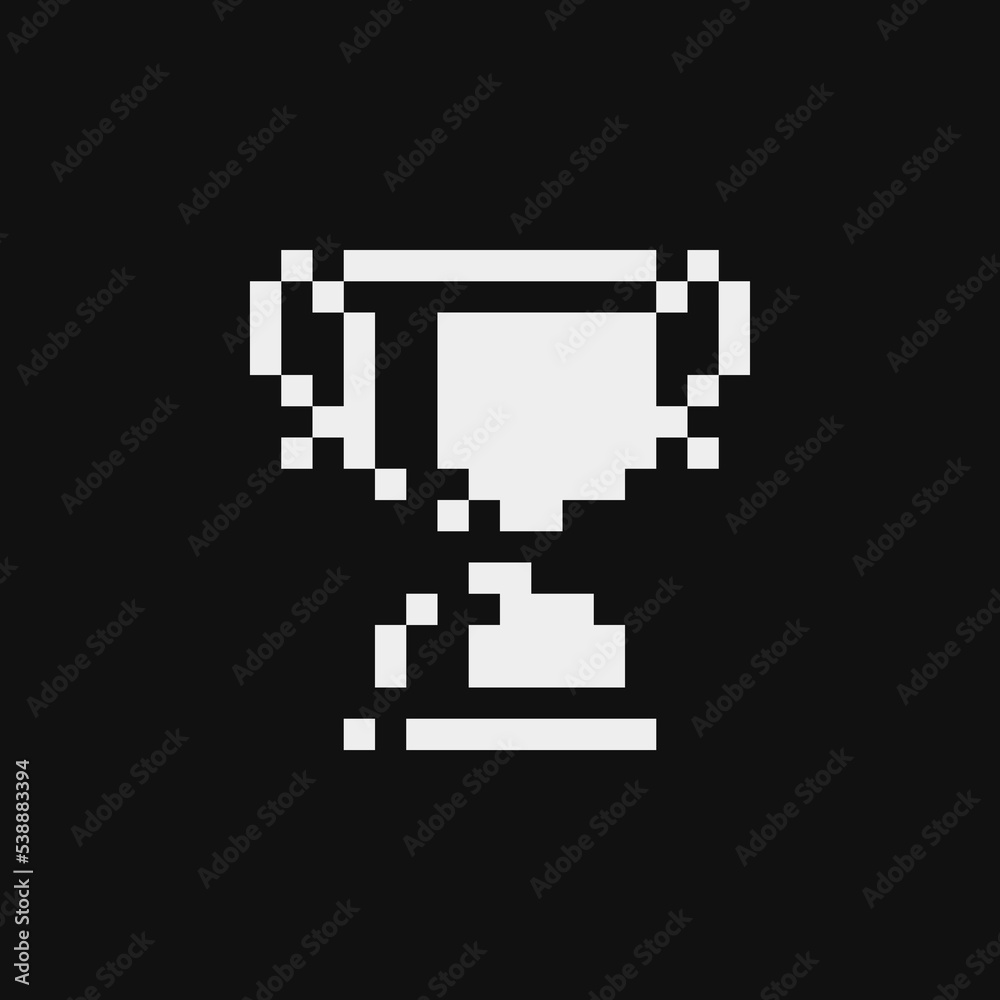 Winner's trophy award emoji. Goblet pixel art icon. Sports competitions ...