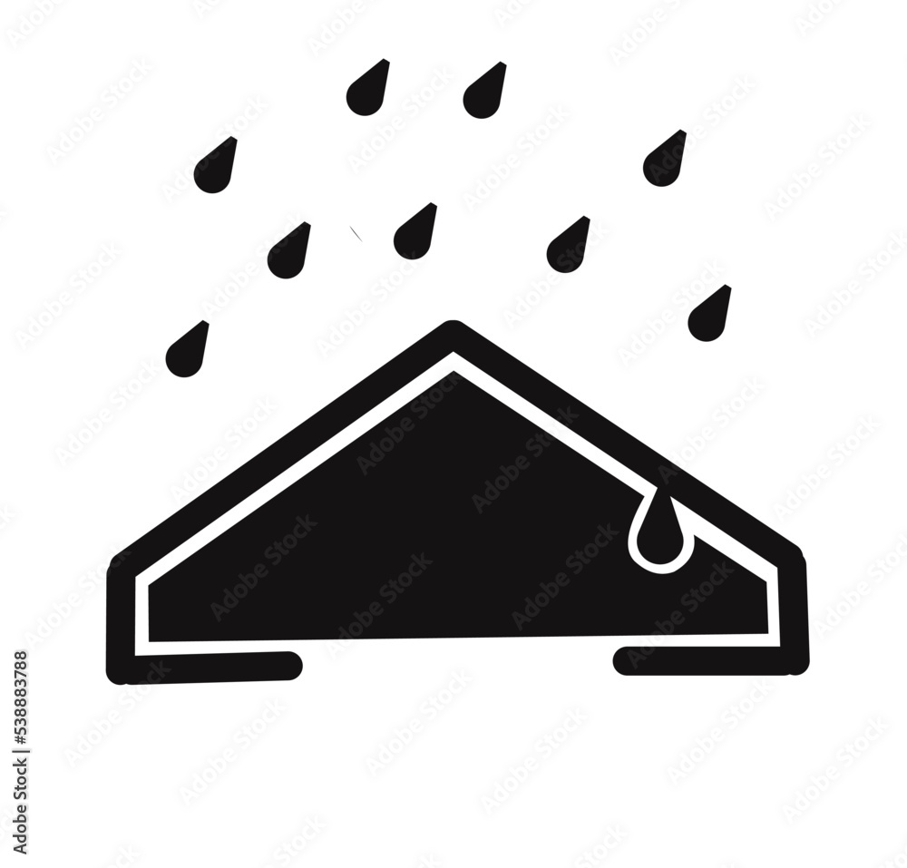 Ceiling leak silhouette icon. Water damage clipart image isolated on ...