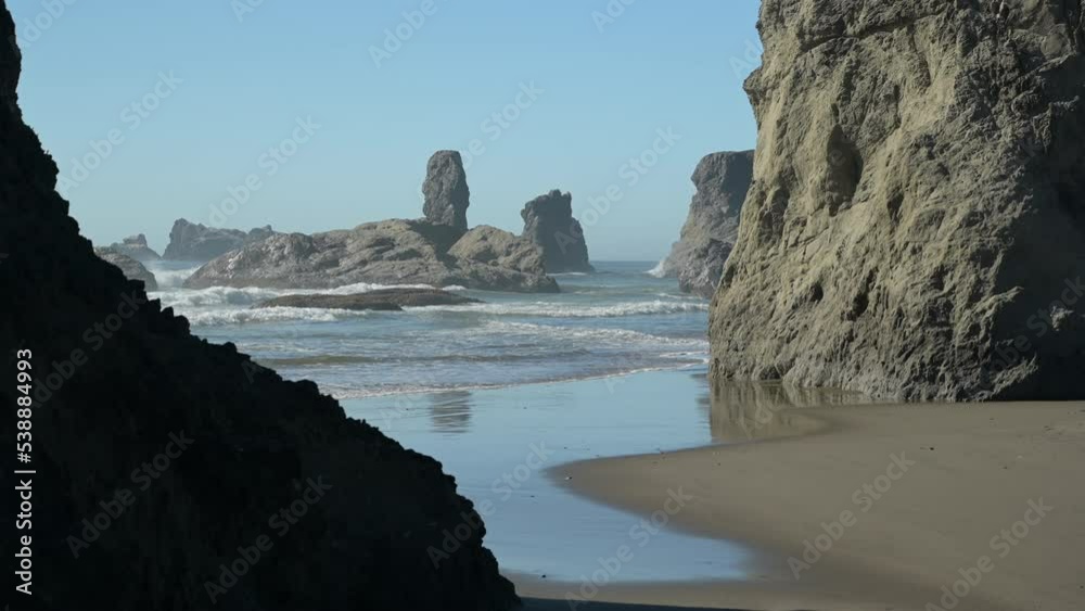 Bandon Oregon Coast. Popular beach destination with rugged sea stacks ...