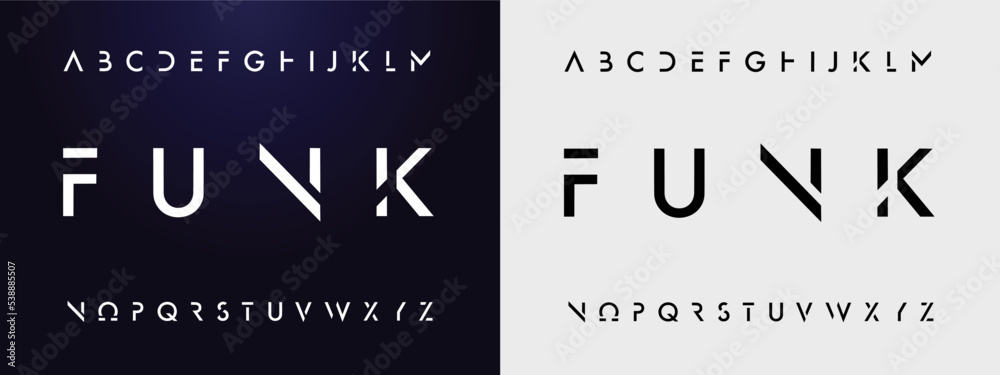 FUNK Sports minimal tech font letter set. Luxury vector typeface for ...