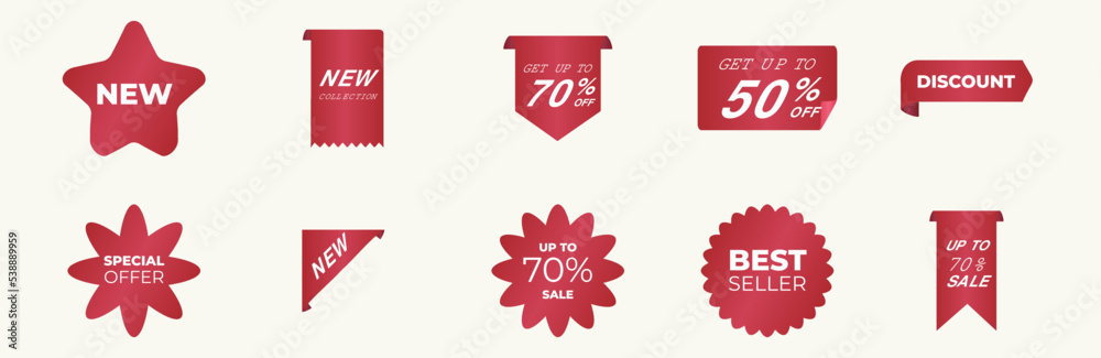 Realistic red price tags collection. Price tags vector collection ...