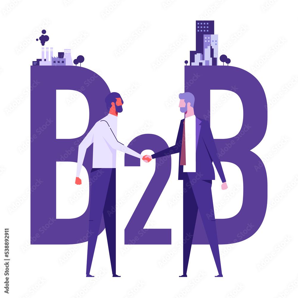 B2B marketing concept vector illustration, concept of b2b - a factory ...