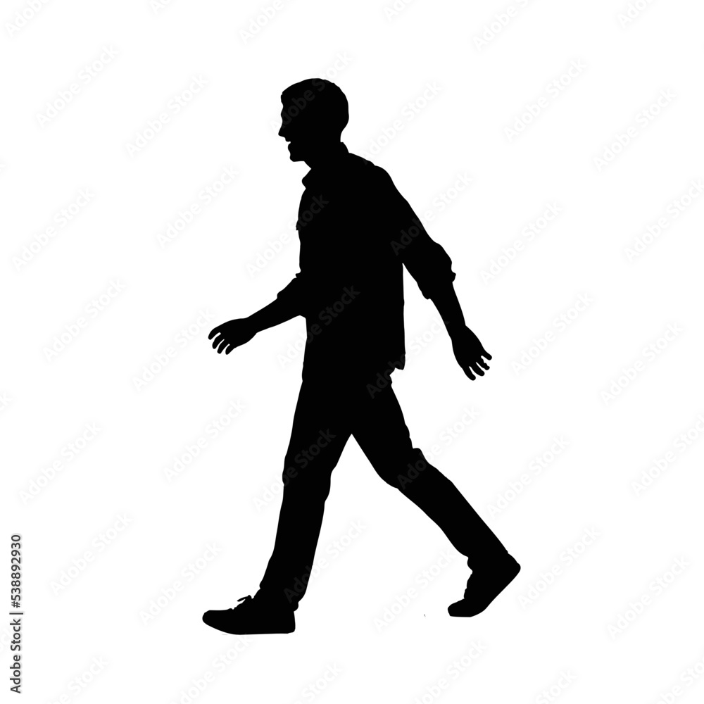 vector silhouette of people walking black color isolated on white ...