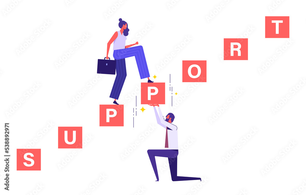 Businesswoman supported by manager giving opportunity making bridge ...