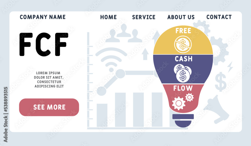 FCF - Free cash flow acronym. business concept background. vector ...