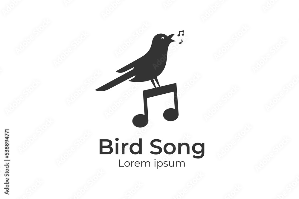 Vecteur Stock singing bird silhouette logo design with canary. Music ...