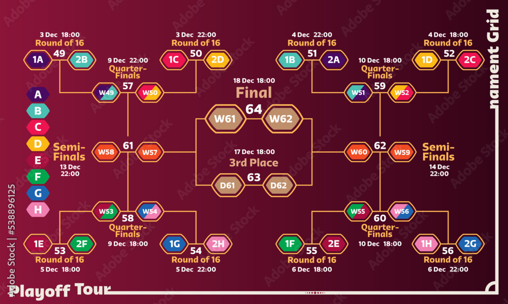 Vector detailed tournament grid and match schedule of the World ...