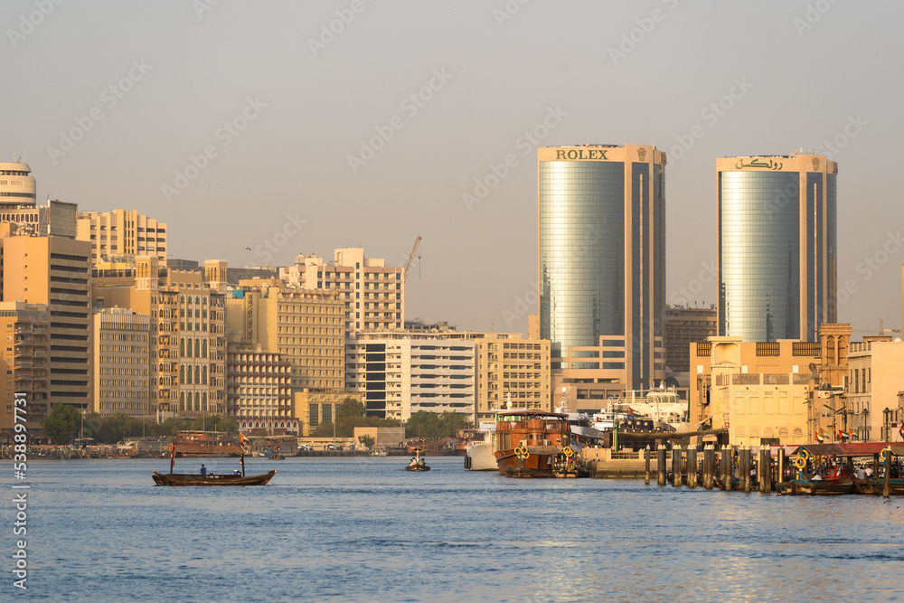 Dubai, United Arab Emirates - August 01 2022: A traditional Abra boat ...