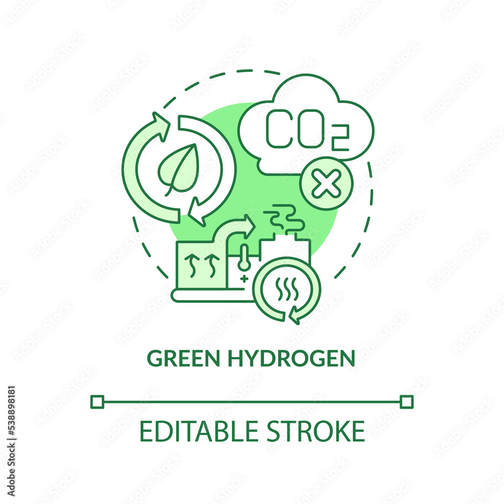 Green hydrogen power concept icon. Alternative fuel production. Eco ...