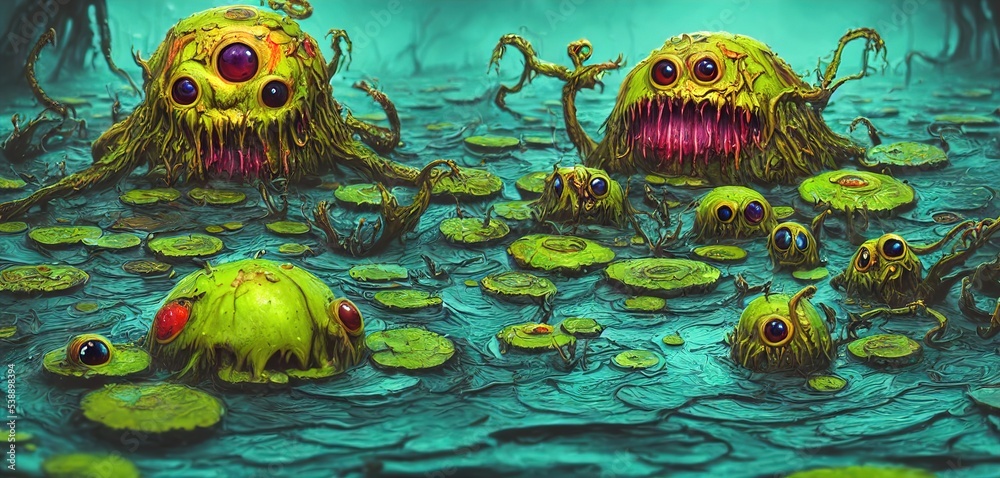 Scary little mud monsters from the sewers. Toothy creatures made of mud ...