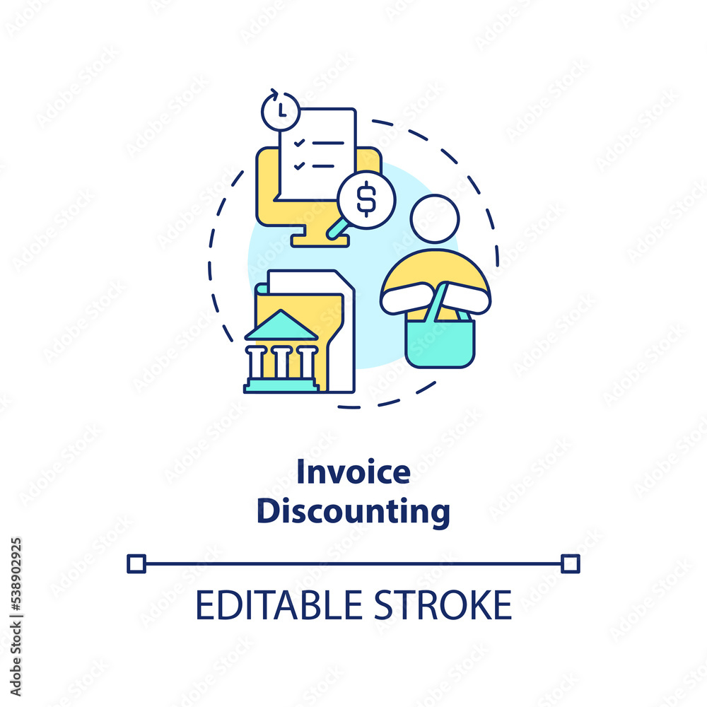 Invoice discounting concept icon. Unpaid bills. Source of short term ...