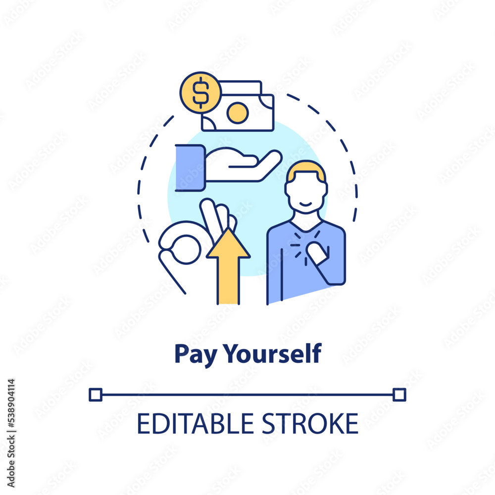 Pay yourself concept icon. Owner salary. Managing small business ...