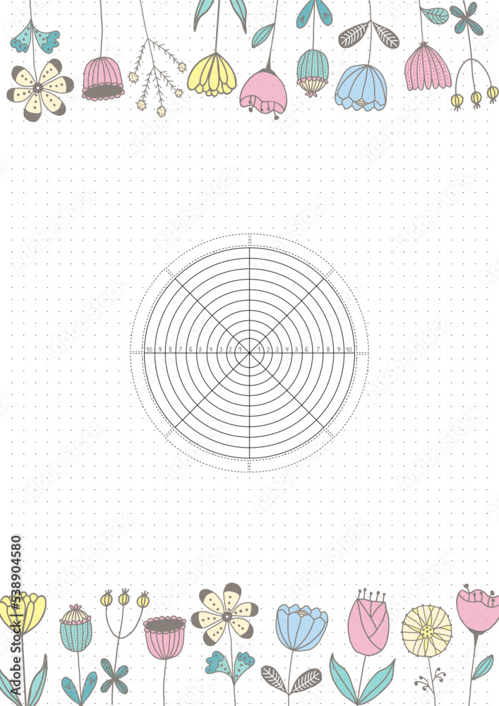 Empty Wheel of Life - diagram with blank lines to fill. A4 print ready ...