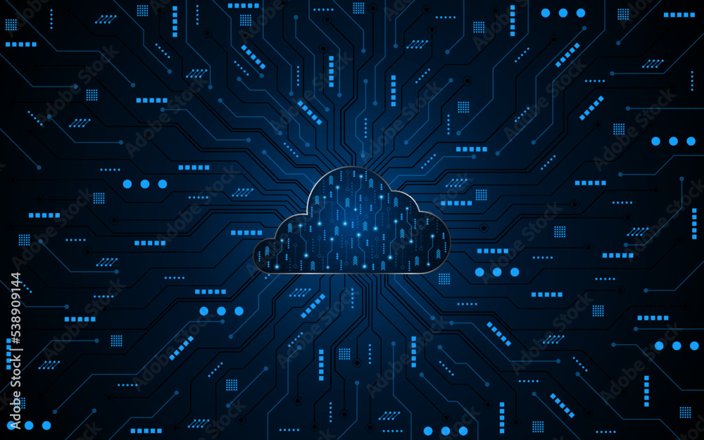 Abstract cloud technology circuit board. Large data center concept ...
