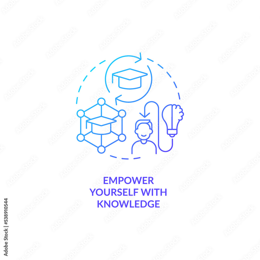 Empower yourself with knowledge blue gradient concept icon. Education ...