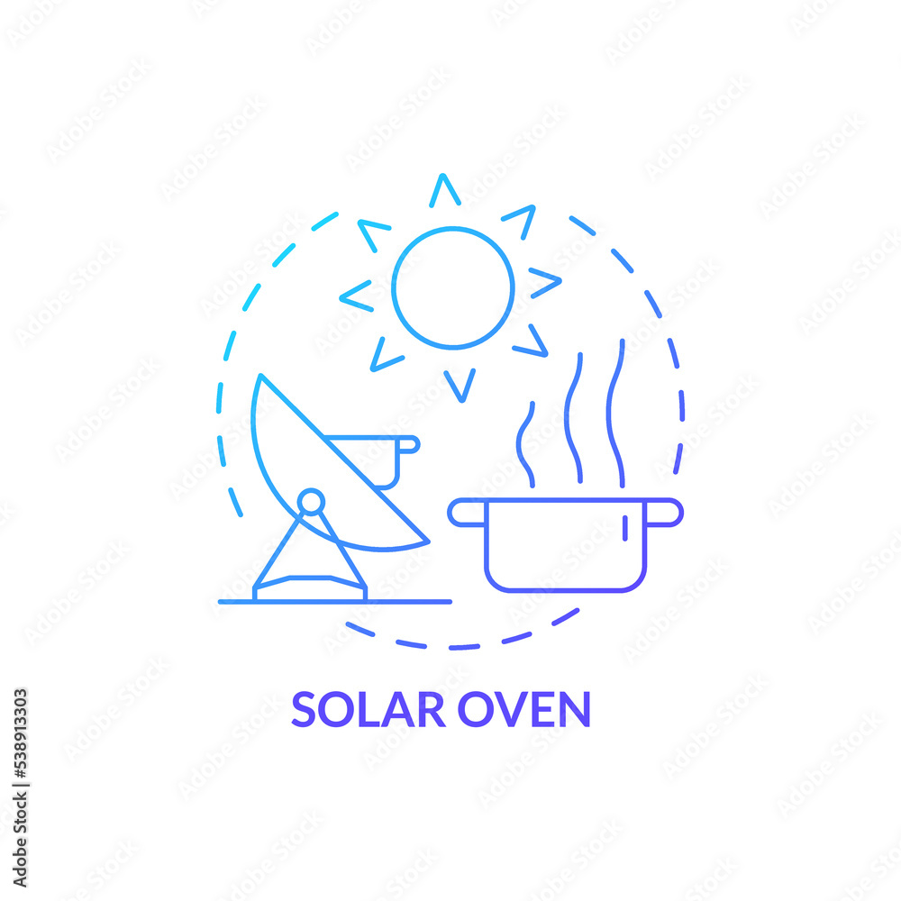 Solar oven blue gradient concept icon. Ecological sources. Parabolic ...