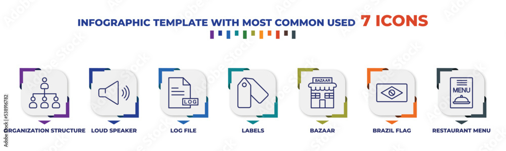 infographic template with outline icons. thin line icons such as ...