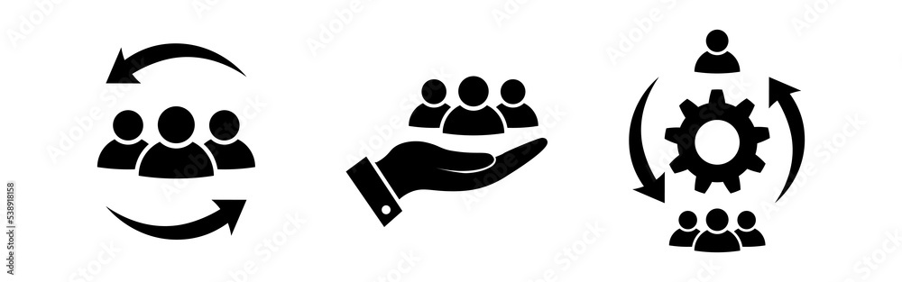 Customer care icon set in flat. Social help symbol on white. Retention ...