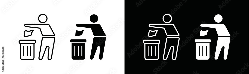 Throw trash in its place sign silhouette. Throw garbage icon vector ...