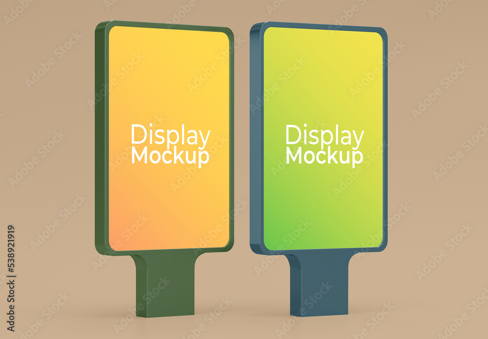 Two Outdoor Advertisements Billboard Mockup Side View Stock Template ...