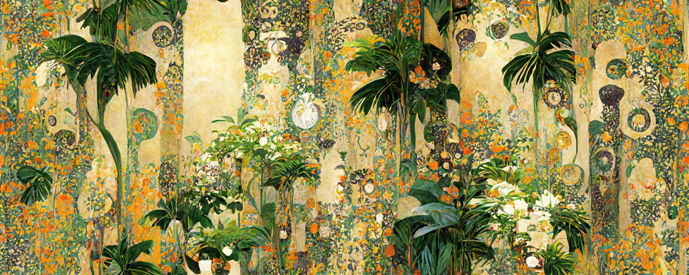 Seamless abstract exotic flowers and leaves background. Seamless repeat ...