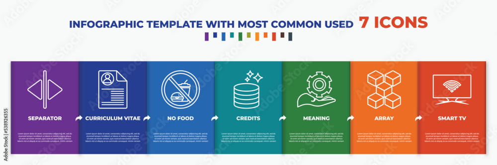 infographic template with outline icons. thin line icons such as ...