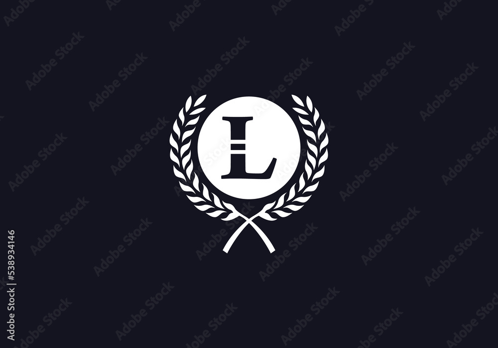 Laurel wreath logo and leaf design image with the letters Stock ...