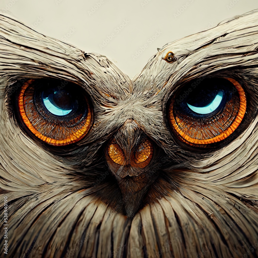 beautiful wise owl illustration, cartoon image drawing in retro style ...