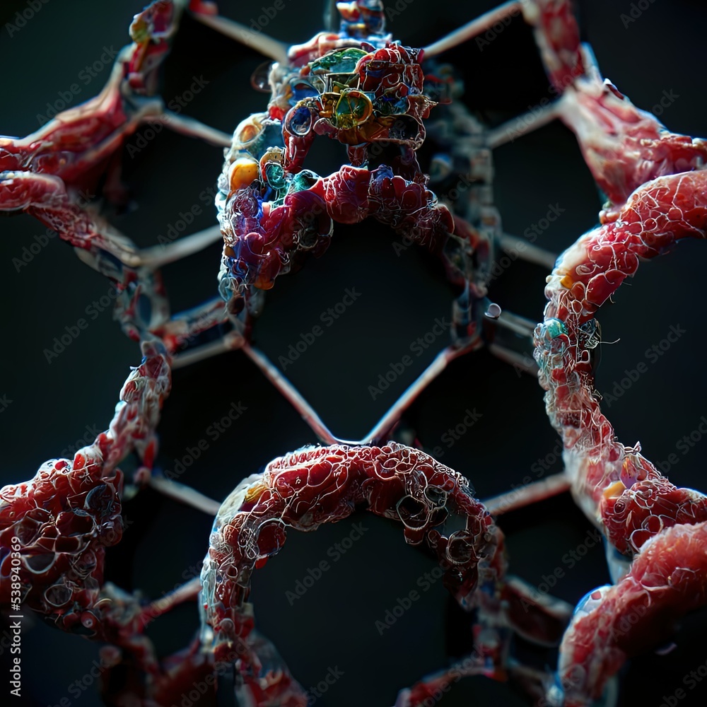 DNA structure, microscope view inside human body, cells, microorganism ...