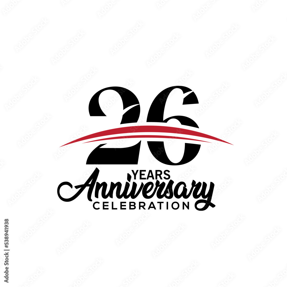 26th anniversary celebration design template for booklet with red and ...