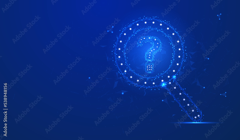 Abstract magnifying glass symbol low poly design with question mark ...