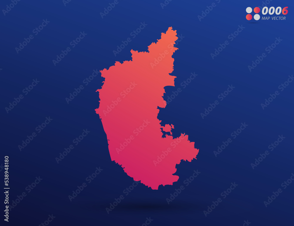 Vector bright orange gradient of Karnataka map on dark background ...