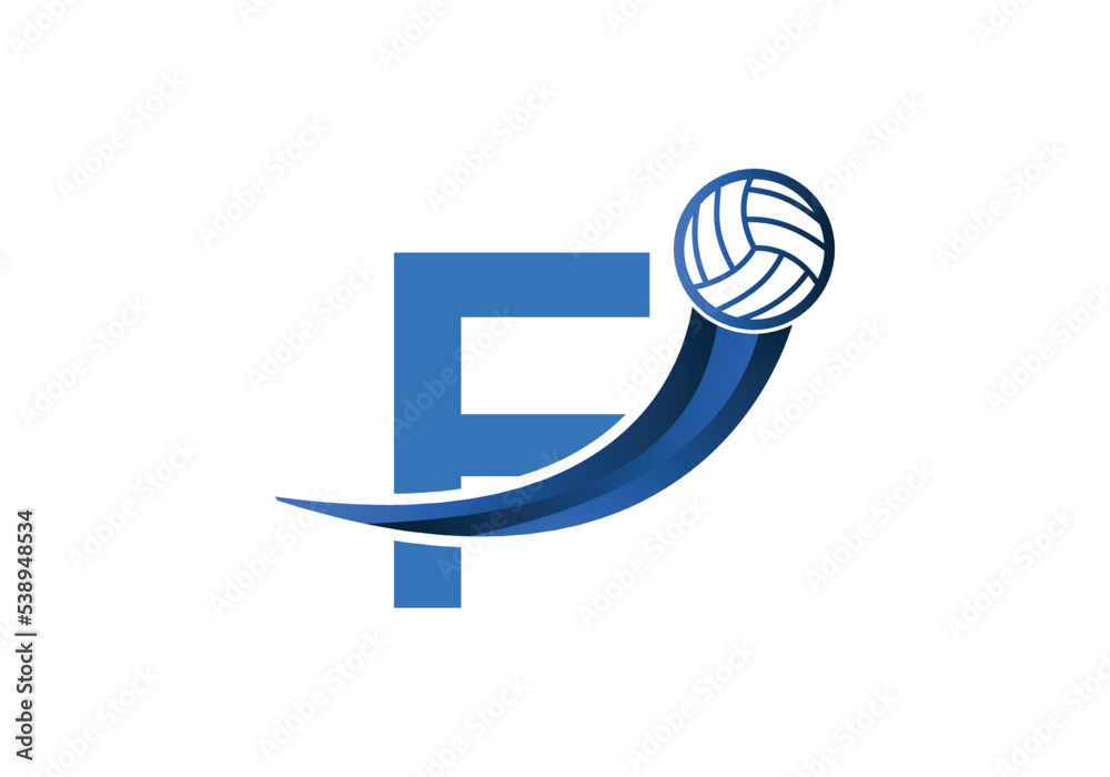 Vecteur Stock Letter F Volleyball Logo Design For Volleyball Club ...
