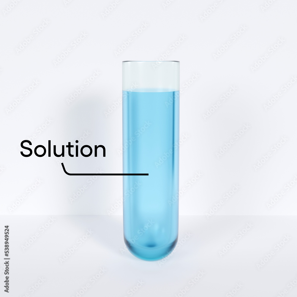 Test tube with solution isolated on white background. 3d rendering ...