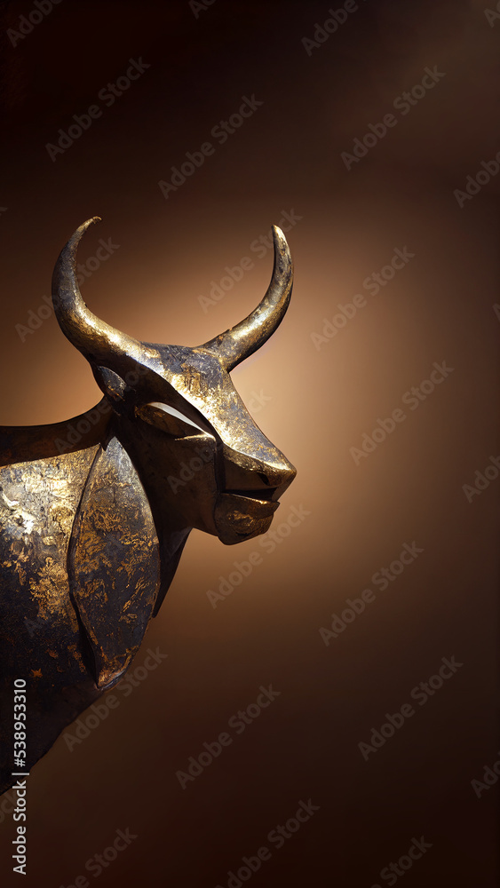 Illustration, copper ox sculpture, one of the Chinese zodiac signs ...
