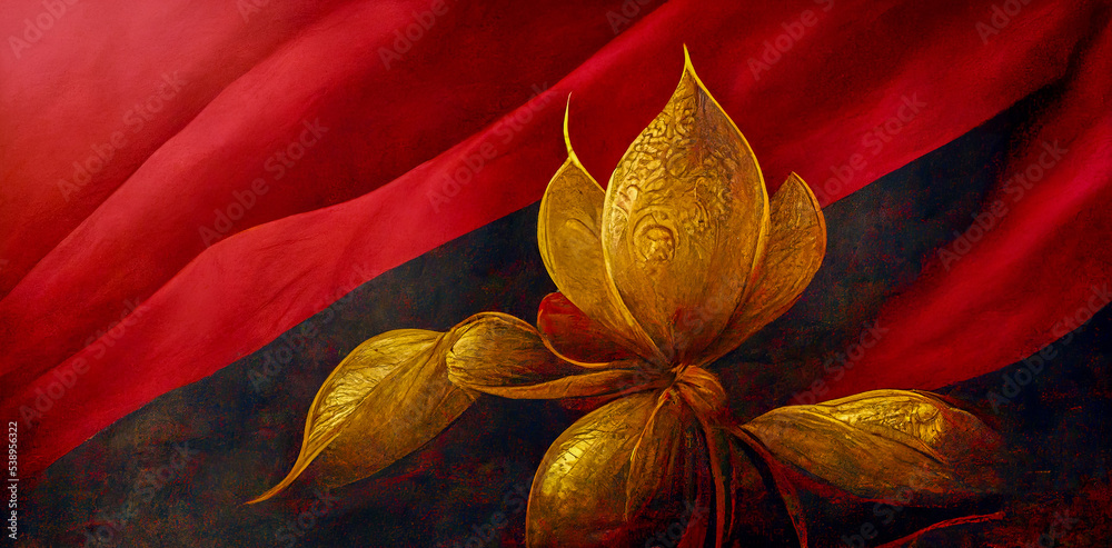 Golden flower on red background. Thai paint. thai art. antique thailand ...