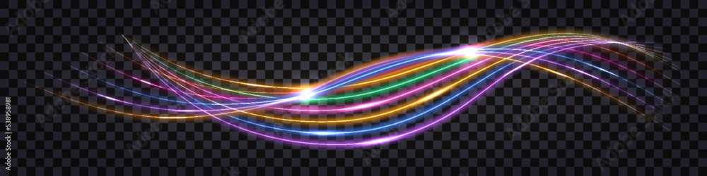 Fiber optic cables; fibre network technology. Colorful neon glowing ...