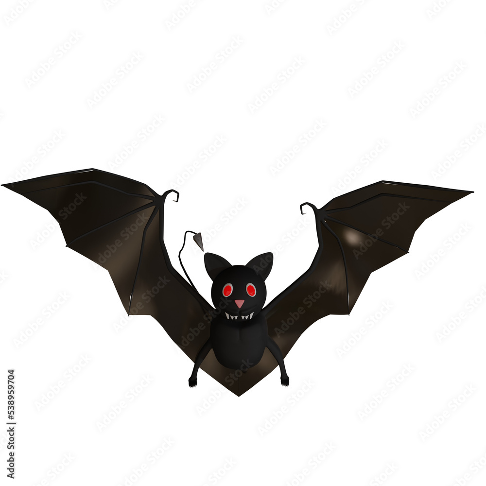 Evil bat Flying. bat halloween background. Bat cartoon 3d render ...